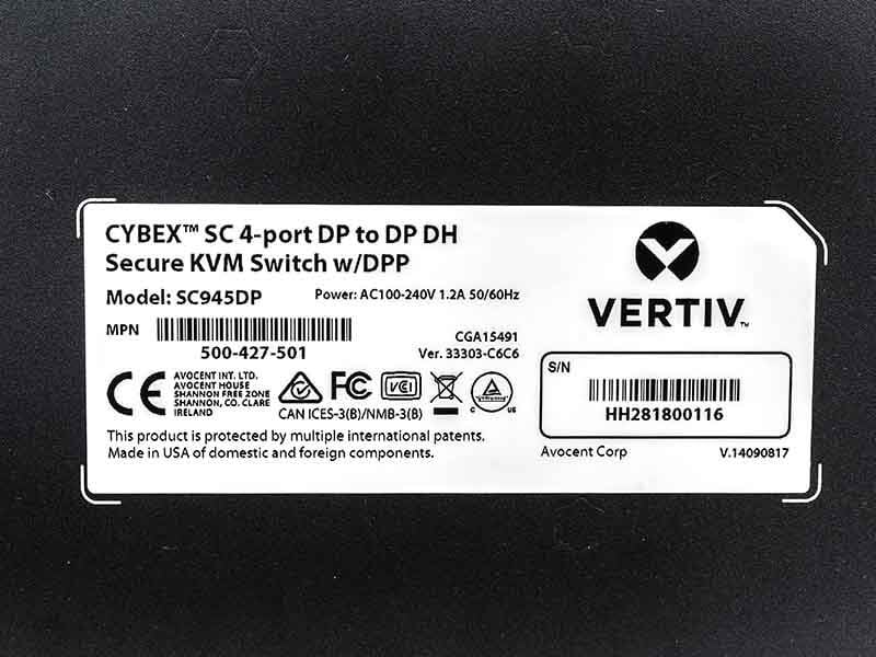 Cybex SC 945DP Secure Desktop KVM | Weber & Associates, Inc